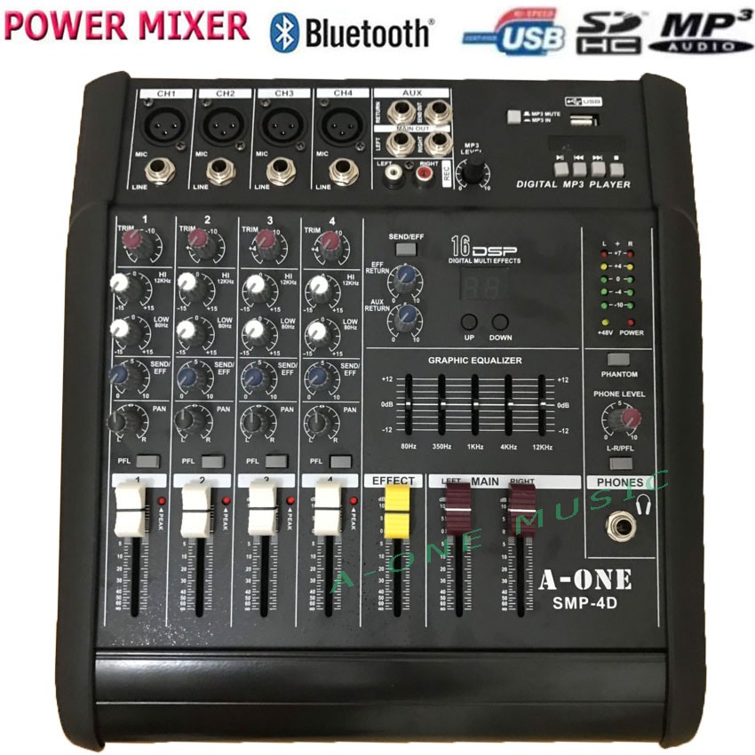 MIXER เพาเวอร์มิกเซอร์ ขยายเสียง500วัตต์ 4CH BLUETOOTH USB/SD CARD ...