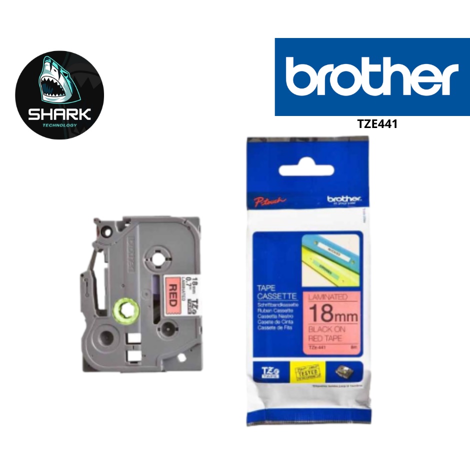 เทปพิมพ์อักษร TZE-441 18 มม. อักษรสีดำ พื้นสีแดง Brother TZ | Shopee ...