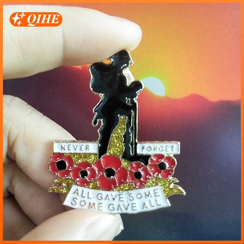 Never Forget Red Poppy Pin Brooch Remembrance Day Poppy Soldier Jewelry ...