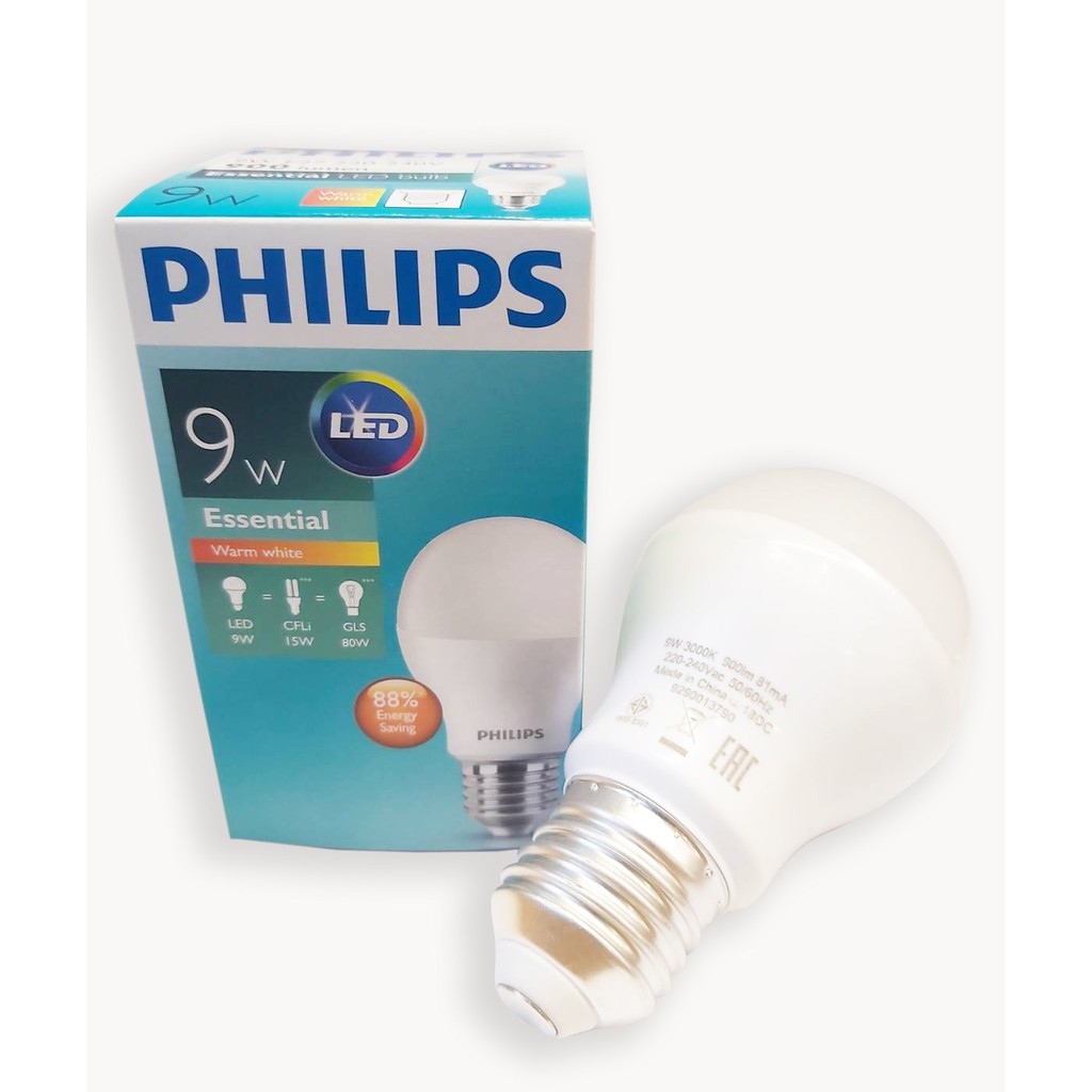Philips Essential LED Bulb 9W E27 3000K(แพ็คเดี่ยว) / 6500K(แพ็คคู่ ...