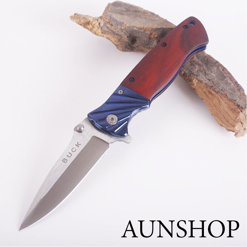 C16 มีดพับ BUCK ด้ามไม้ น้ำหนักดี สวยคม มีดพับขนาดพกพา พร้อมส่ง | Shopee Thailand