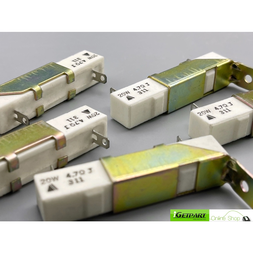 Resistor ตัวต้านทานแบบกระเบื้อง 20HLJ 20W 1R,4.7R,10R,25R,120R,1K,2.5K,3K Ohm (1 แพ็ค = 3 ตัว ...
