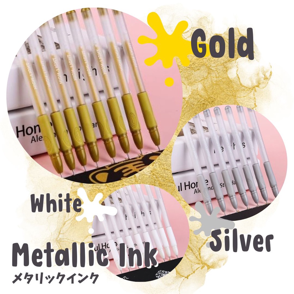 [เมทัลลิค Aodemei] ปากกาเจล สีเมทัลลิก สีทอง/เงิน 0.5มม. คุณภาพดี เขียน ...