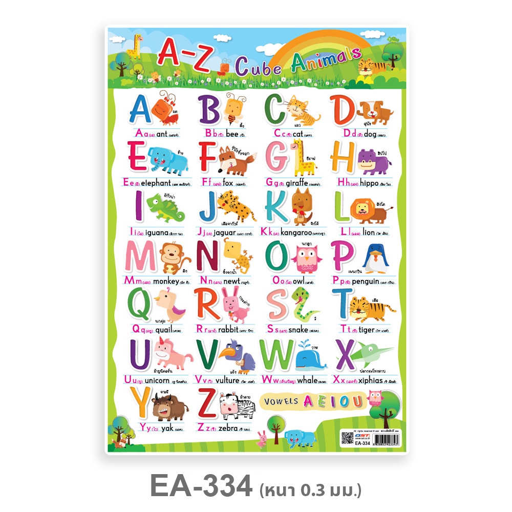 โปสเตอร์สื่อการเรียนการสอนพลาสติกขนาด A4 โปสเตอร์ ก.ไก่-ฮ.นกฮูก ABC 1-10,1-100 โปสเตอร์ปฐมวัย ...