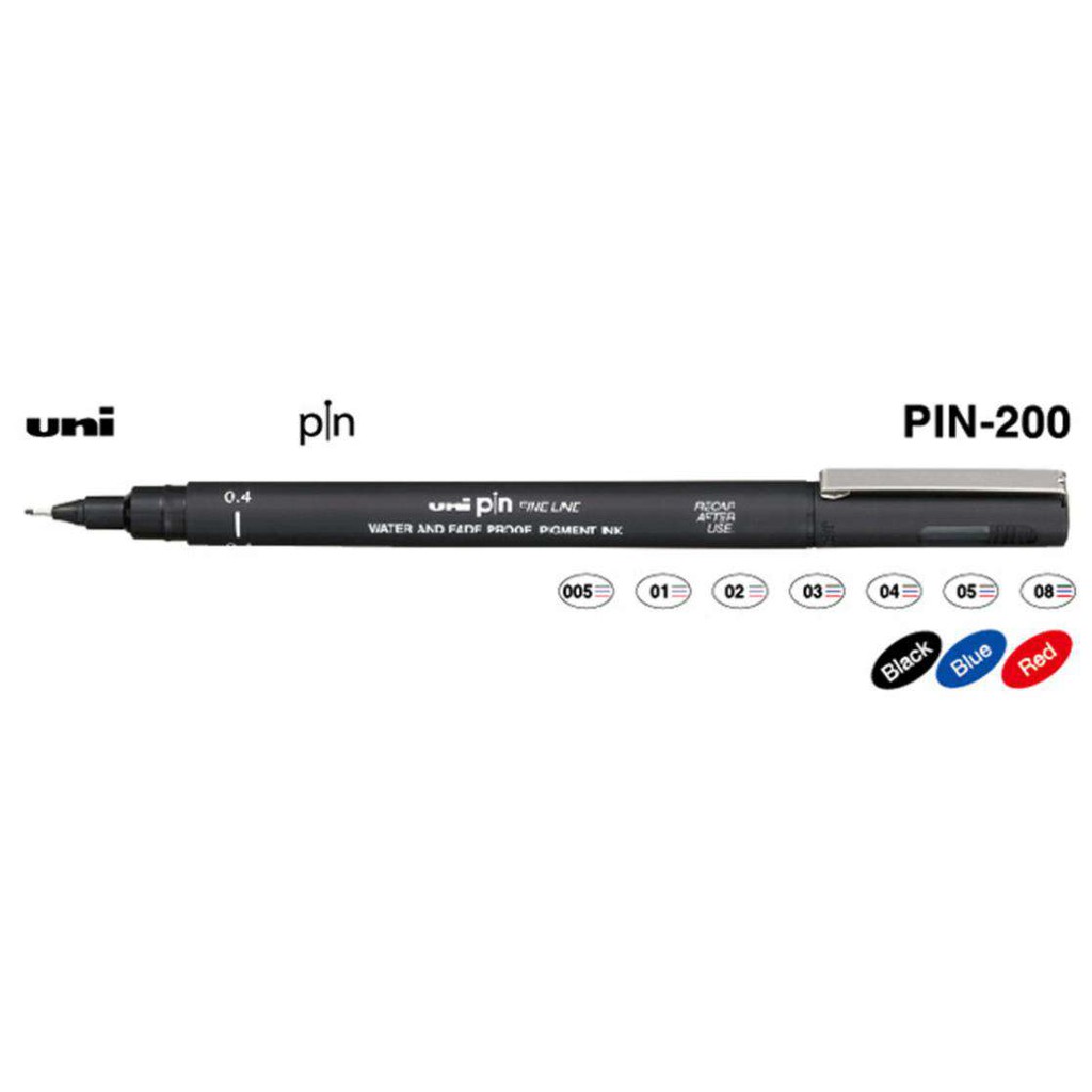 Uni Pin 200 Fine Line Drawing Pen จังหวะปากกาวาดภาพเทคนิค 0.2; 0.3; 0.4 ...