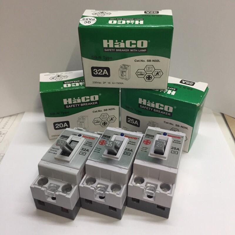 เซฟตี้เบรกเกอร์ 2P 1E 220VAC safety braeker SB-N type Haco มีไฟโชว์ | Shopee Thailand