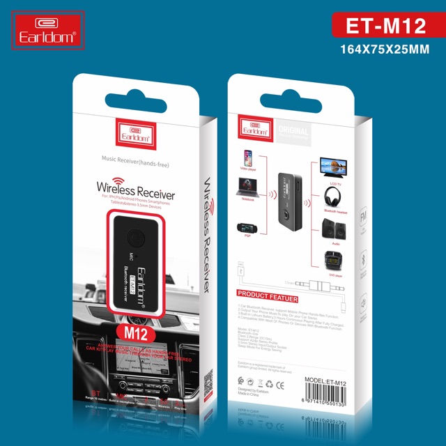 (ของแท้ 100%)Earldom อุปกรณ์รับสัญญาณบลูทูธ Car Bluetooth M12 | Shopee Thailand