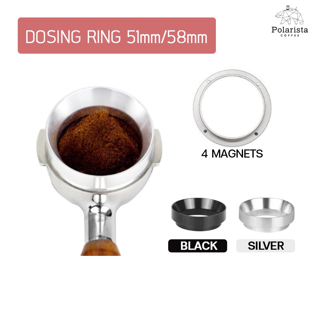 Dosing Ring with Magnet 51mm/58mm ที่รองผงกาแฟ สี Silver/Black | Shopee ...