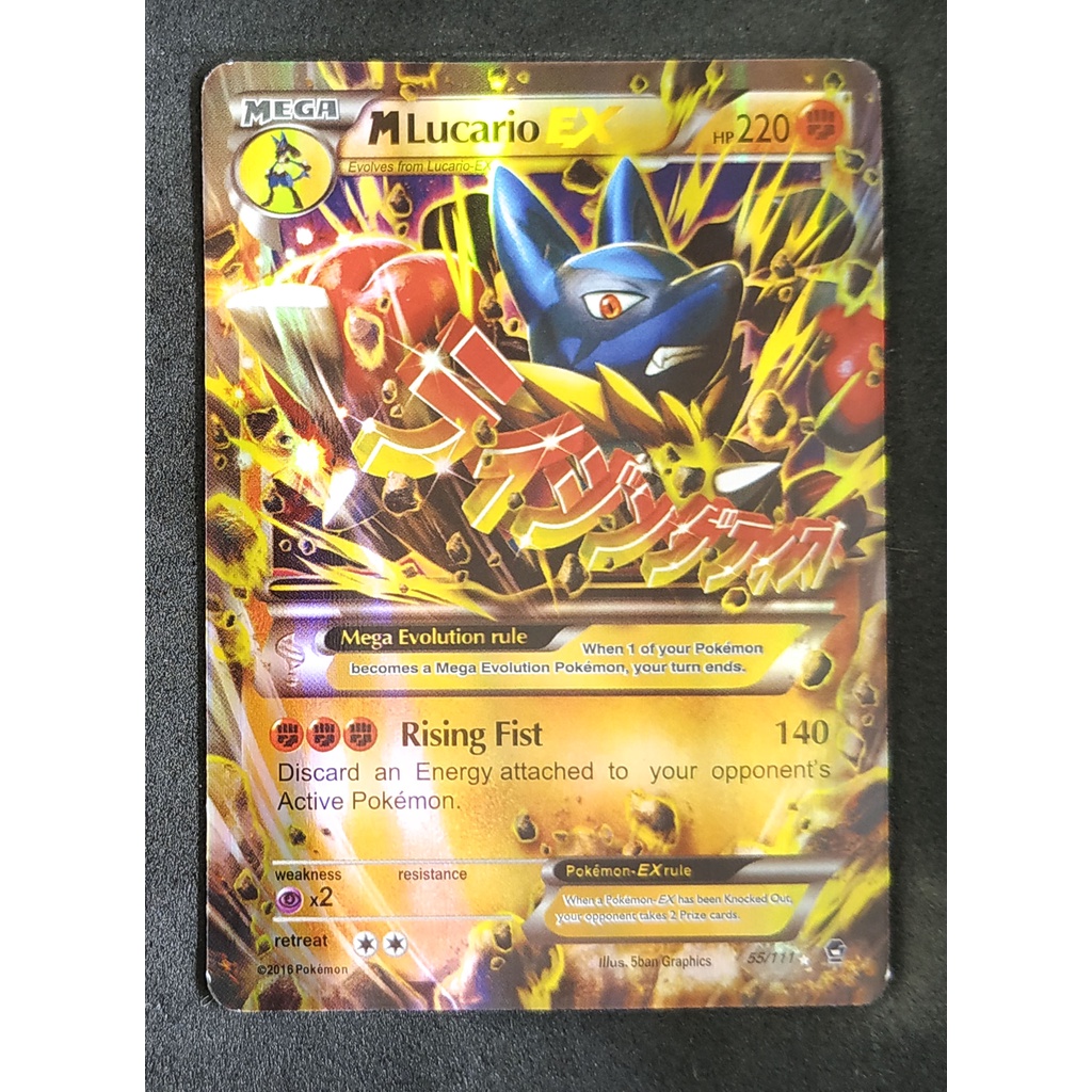 Lucario Mega EX Card ลูคาริโอ 55/111 Pokemon Card Gold Flash Light ...