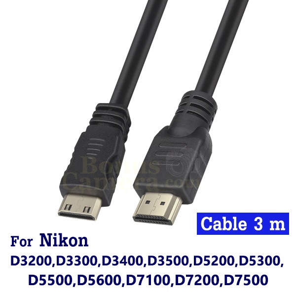 สาย HDMI ใช้ต่อกล้อง Nikon D5200,D5300,D5500,D5600,D7100,D7200,D7500 ...