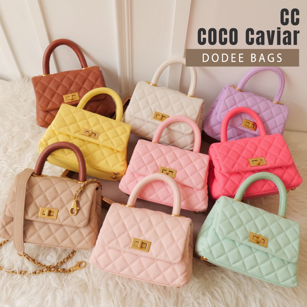 กระเป๋าสะพายทรง CC Coco Caviar 18 cm PU Premium | Shopee Thailand