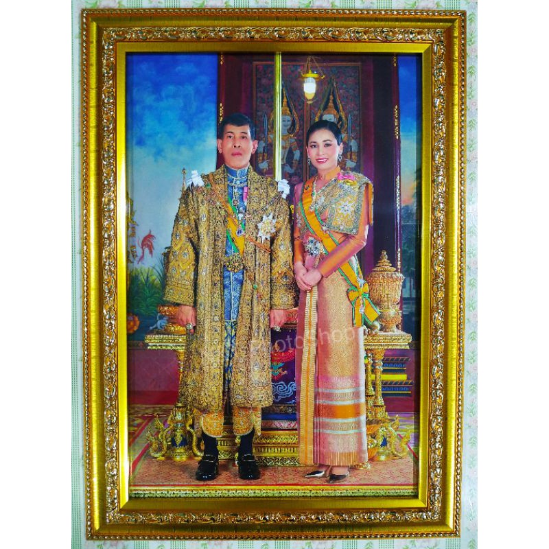 ร้านภาพมงคล888 กรอบรูป ภาพ ร.10พร้อมราชินี ขนาด10×15นิ้ว ใส่กรอบทอง ...