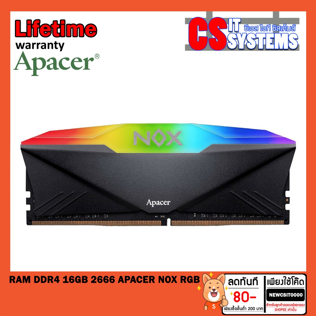 RAM DDR4 16GB 2666 APACER NOX RGB | Shopee Thailand