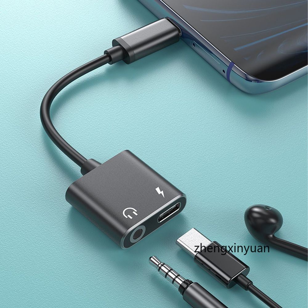 2In1 อะแดปเตอร์ type c Audio Adaptador Charging AUX Earphone Cable USB ...