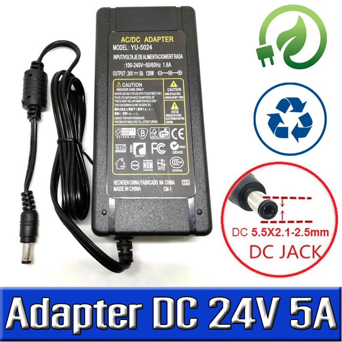 อะแดปเตอร์ (Adapter ) DC 24V 5A 120W หัวขนาด 5.5mm x 2.1mm-2.5mm คุณภาพ ...