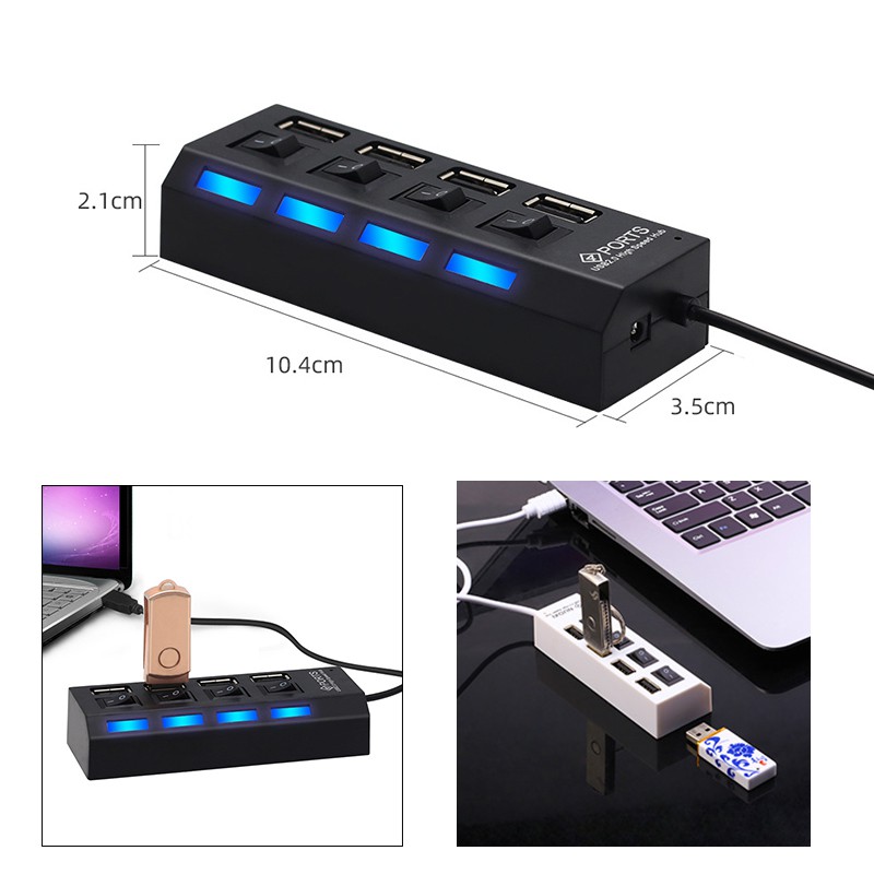 ตัวเพิ่มช่องUSB 2.0 HUB Combo Splitter 4 / 7 Port USB Switch High Speed ...