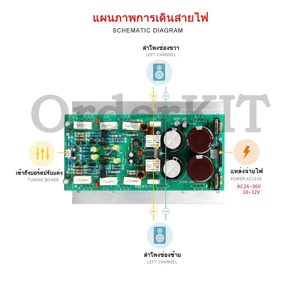 DX45M ชุดลง PCBวงจรขยายเสียง 400+400วัตต์ (STEREO)และ สามารถ บริดจ์ ...