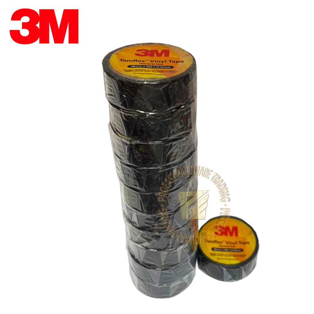 3m Temflex Vinyl PVC เทปสีดําเทป - 18 มม. x 5 ม. x 0.12 มม. | Shopee Thailand