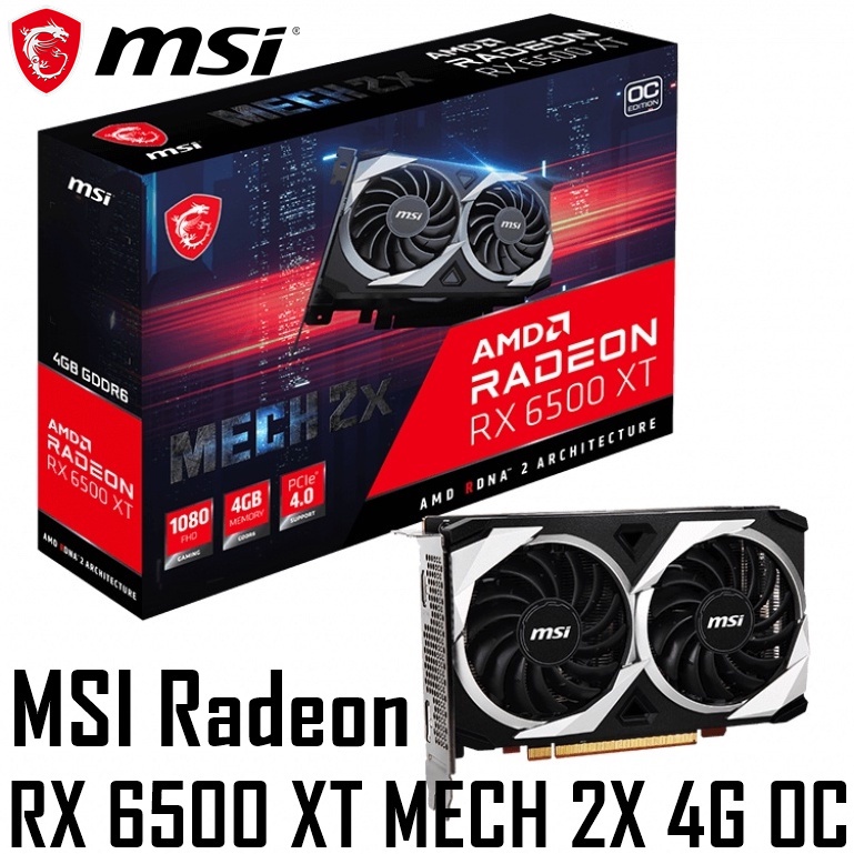 VGA (การ์ดแสดงผล) MSI Radeon RX 6500 XT MECH 2X 4G OC ประกัน 3 ปี ...