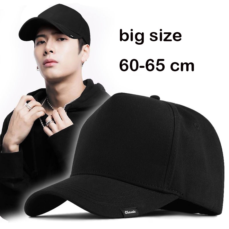 Large baseball cap men's large head snapback cap cotton hard top women ...