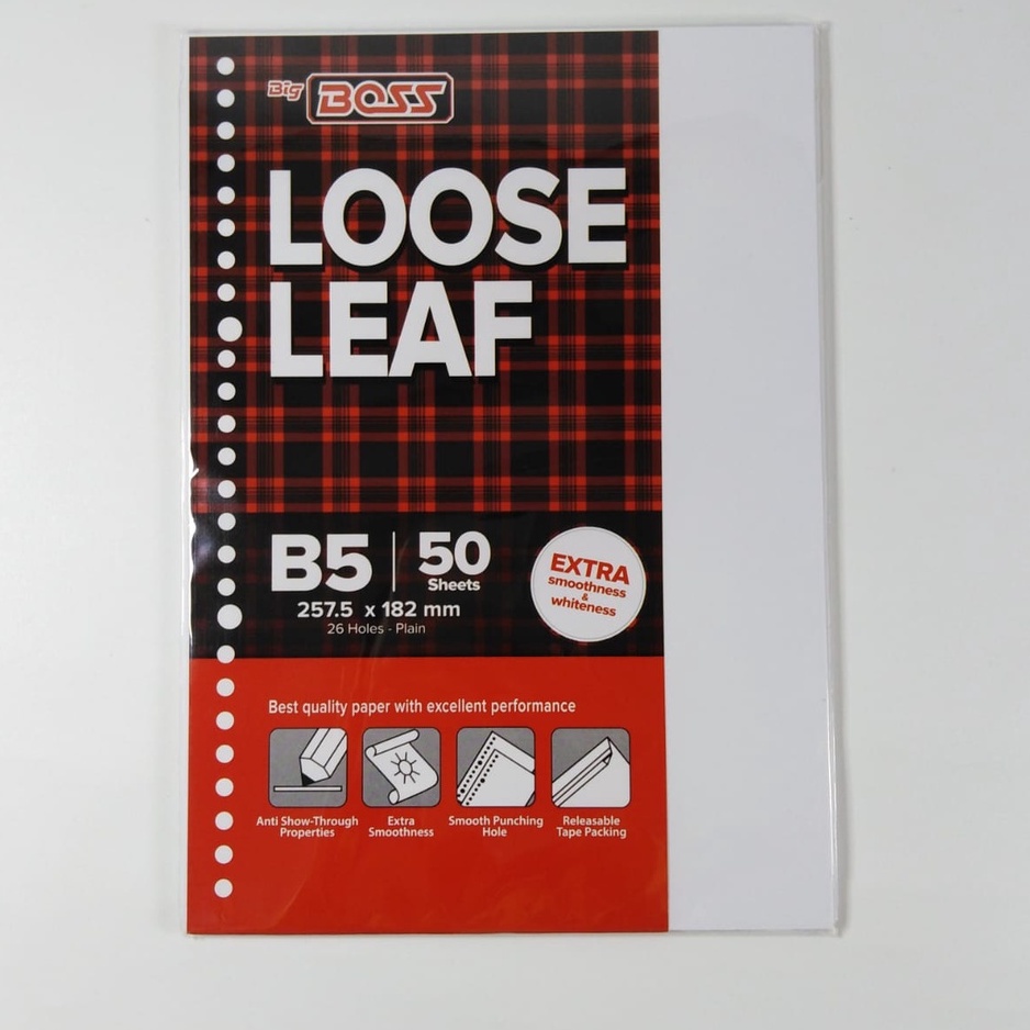 Big Boss Loose Leaf PLAIN B5 50 แผ่น B5 Refil Binder Paper - หน่วย ...
