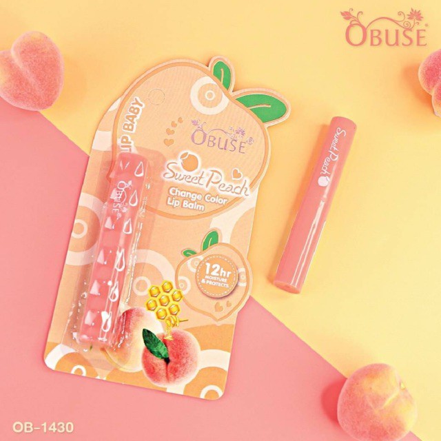 Obuse Sweet Peach Change Color Lip Balm โอบิวซ์ ลิปบาล์มเปลี่ยนสีลูกพีช ...