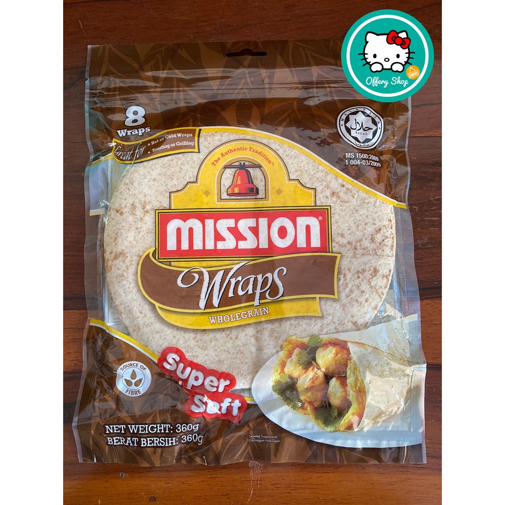Mission Wraps แผ่นแป้งตอร์ติญ่าผสมธัญพืช ตรามิชชั่น ขนาด 360 กรัม ( 8 ...