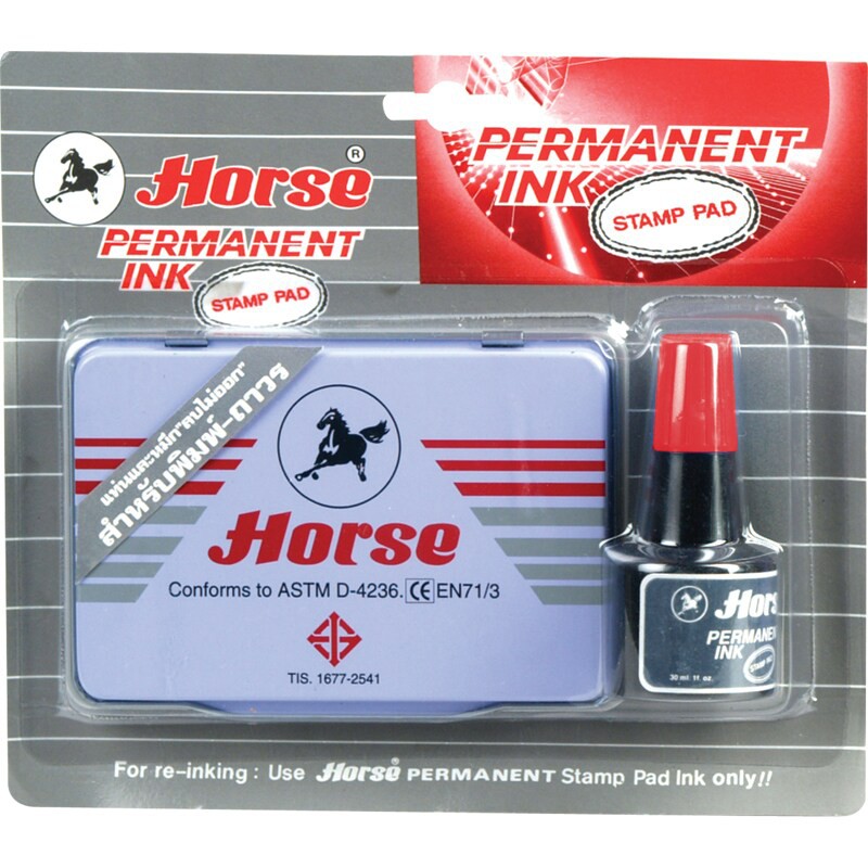 ชุดแท่นประทับ หมึกกันน้ำ สีแดง ตราม้า/Red Horse Seal Ink Pad Set ...