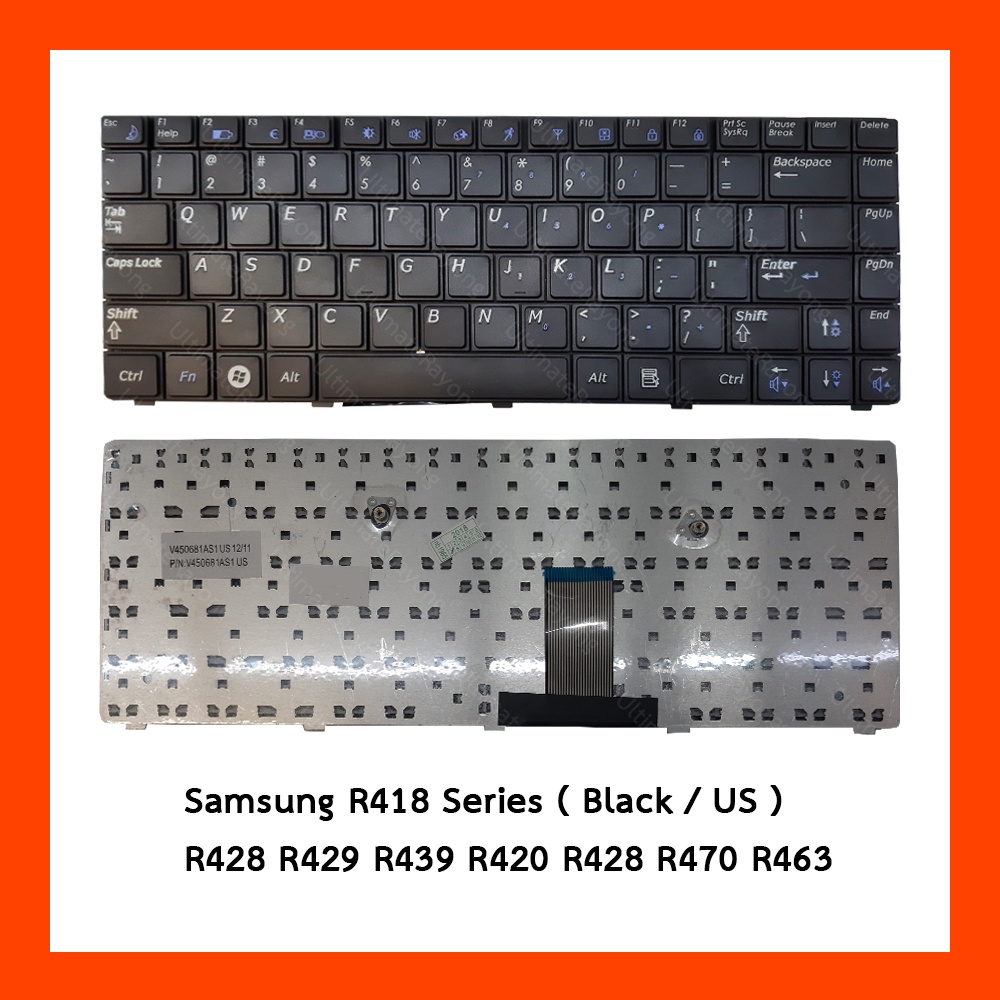 Keyboard Samsung R418 Black US แป้นอังกฤษ ฟรีสติกเกอร์ ไทย-อังกฤษ ...
