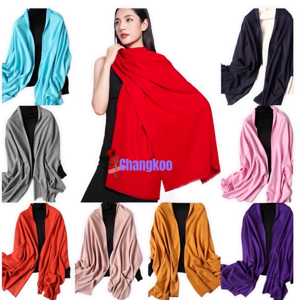 ผ้าพันคอและผ้าผ้าคลุมไหล่ ขนาด200x70 ซม เนื้อผ้าอย่างดี ผ้าหนา สีพื้น รับประกันทุกผืน ราคาสุดค้ม ...
