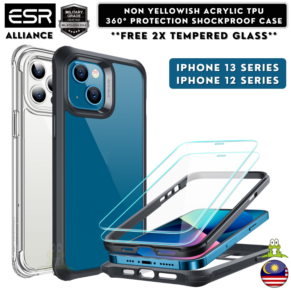 ESR ALLIANCE เข้ากันได้กับ iPhone 13 12 Pro Max Mini การป้องกันเต็มรูปแบบ Non Yellowish Hard PC ...