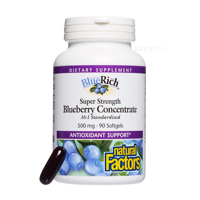 Natural Factors• BlueRich, Super Strength, Blueberry Concentrate, 500 mg, กระปุกละ 90 Softgels ...