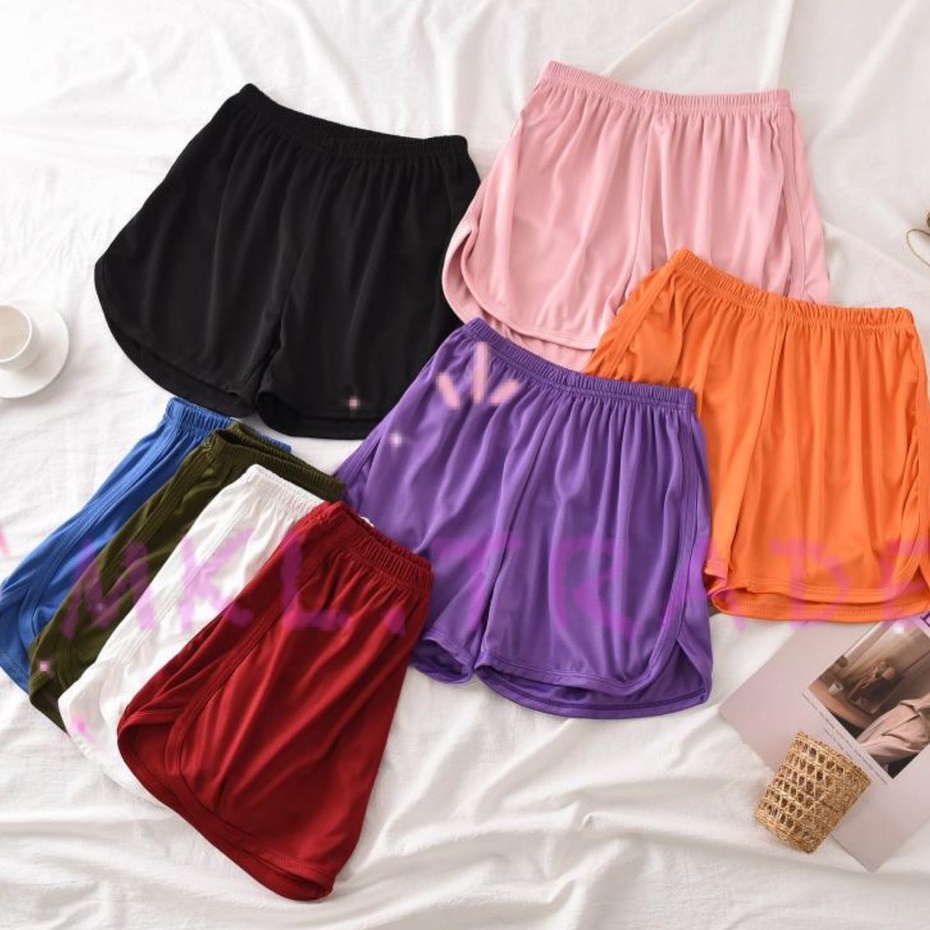 🌿SHOP MKLกางเกงขาสั้น มี 8 สี ใส่สบายผ้านิ่ม เอวยางยืด #2608 | Shopee Thailand