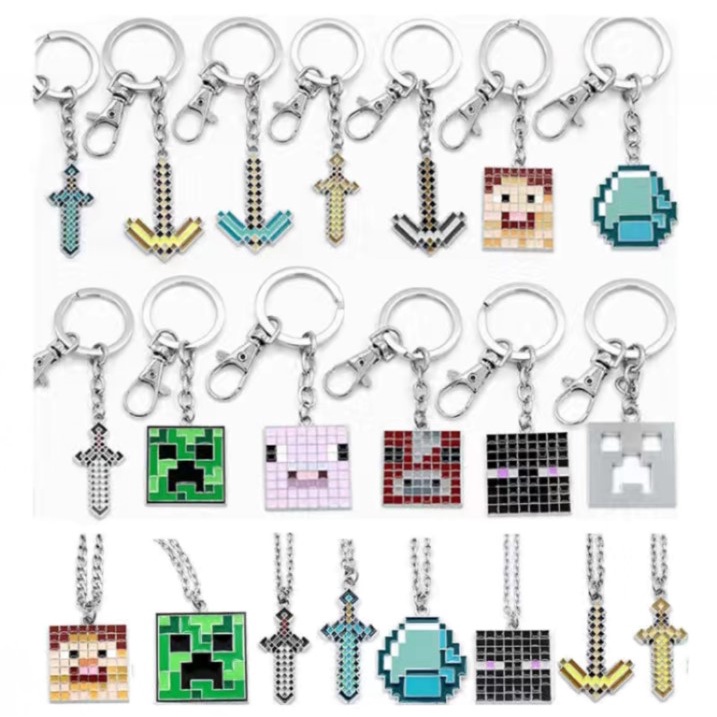 Minecraft KeyChain Multi-series ของเล่นแฟนเกมไม้เลื้อยเศษสตีฟอิฐกระเป๋า ...
