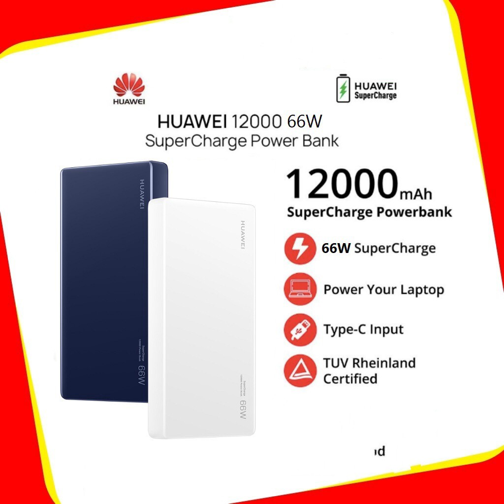Huawei 12000mah SuperCharge Max 66W Power Bank 11V 6A Type-C Two-way Fast Charge mate40pro ...