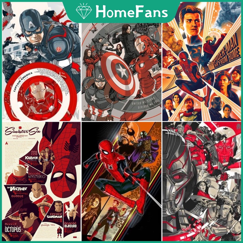 【HF】ชุดงานปักครอสติชเม็ดบีดทรงเพชร 5d DIY ลาย Marvel Avengers Spiderman ...