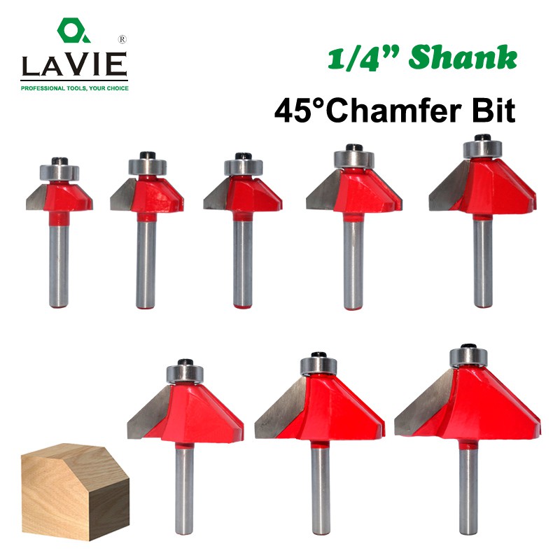 1 PC 1/4 นิ้ว Shank 45 องศา Chamfer Router Bit Edge Forming Bevel งาน ...