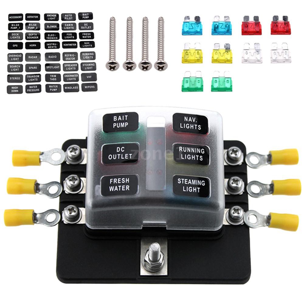 กล่องฟิวส์ 6 Way Blade Fuse Box พร้อมไฟ LED 10 ชิ้น | Shopee Thailand
