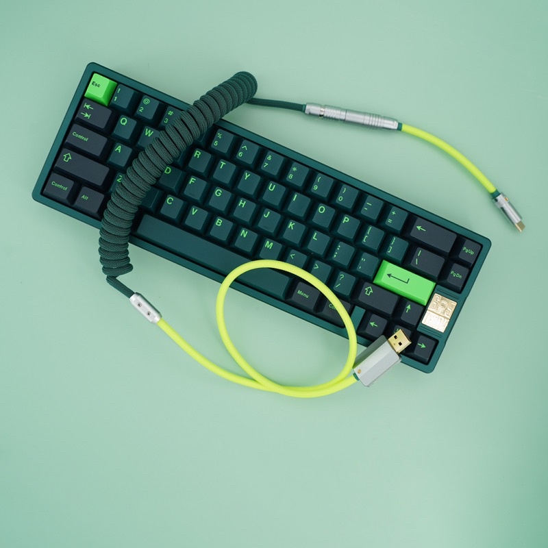 Geekcable USB Coil Handmade Keyboard Cable | Dark&Light green (GMK ...