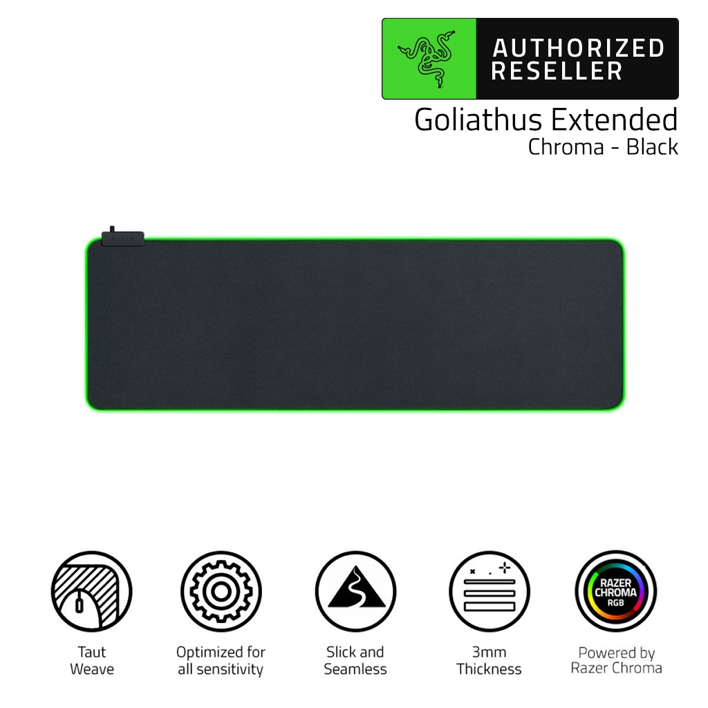 Razer Goliathus Extended Chroma - Black แผ่นรองเมาส์เกมมิ่ง พร้อมไฟ RGB ...