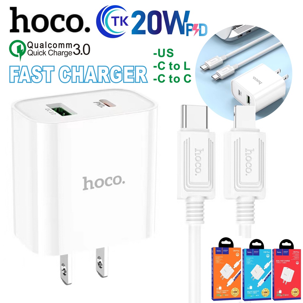 Hoco C80 plus รองรับ ชาร์จเร็ว PD 20W และ QuickCharge 3.0/2.0 มีพอร์ต ...