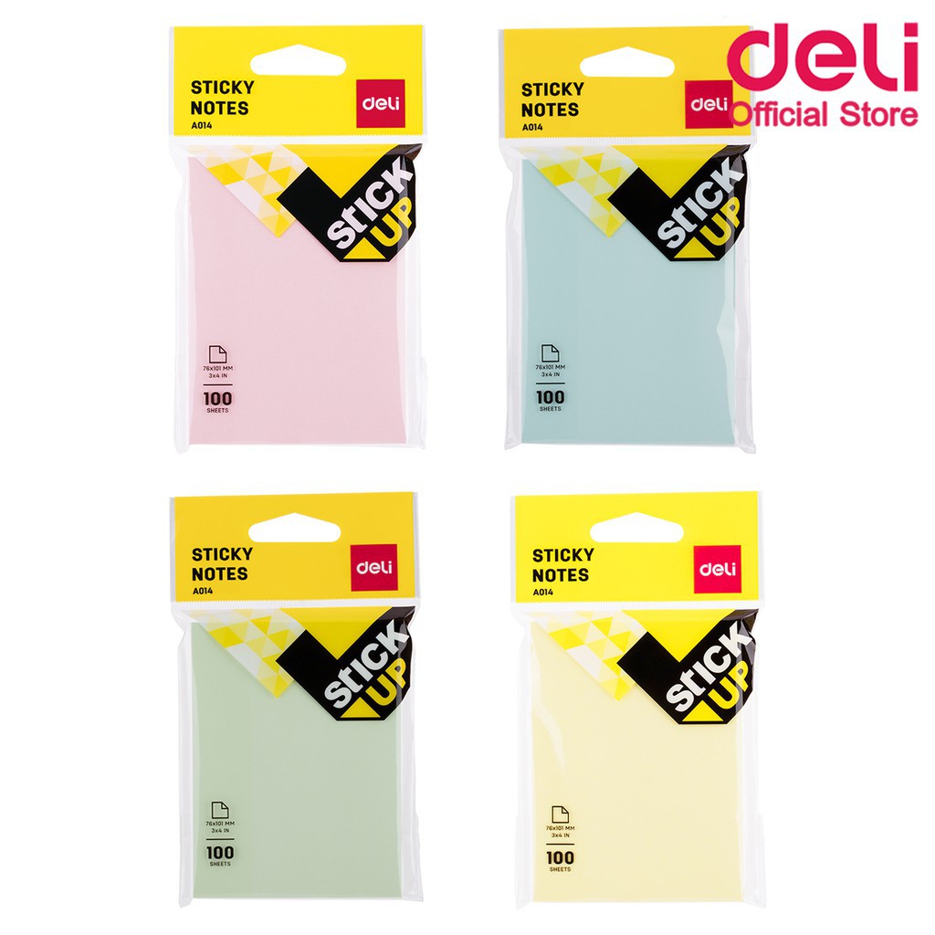 กระดาษโน๊ตมีกาวในตัว 3x4 นิ้ว 100แผ่น/ก้อน Deli A01402 Sticky Notes ...