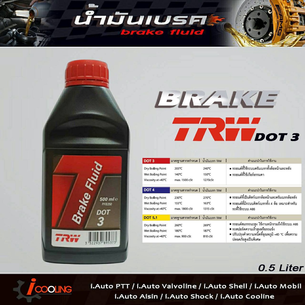 น้ำมันเบรค TRW DOT3 ขนาด 0.5 ลิตร brake fluid TRW DOT 3 ( 0.5Ml. ) | Shopee Thailand