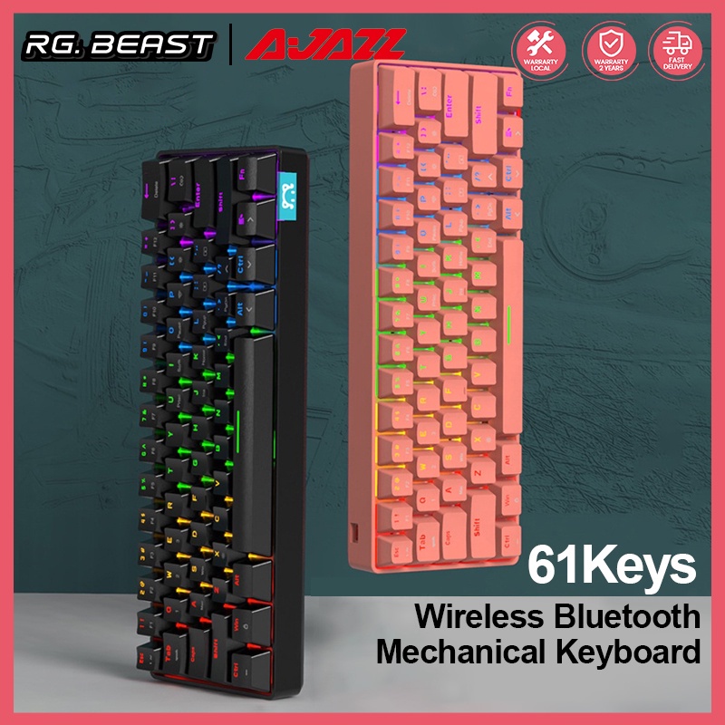 RG.BEAST Ajazz STK61 Mechanical Keyboard Bluetooth 61-Keys Dual-Mode ...
