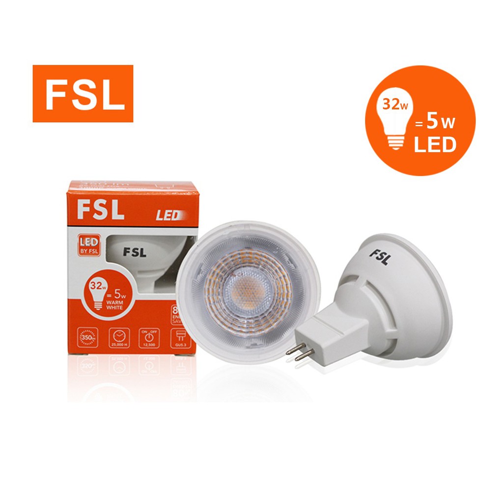 ไฮพาวเวอร์ FSL-MR16-5W-12V แสงวอร์ม / คูล / เดย์ | Shopee Thailand