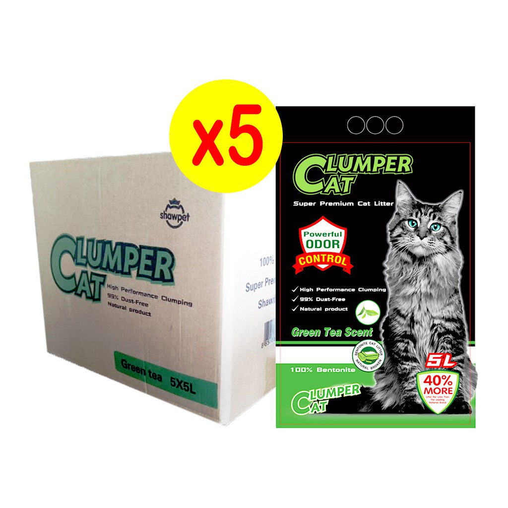 [5 ถุง] Clumper Cat ทรายแมว ภูเขาไฟ ขนาด 5 ลิตร/20KG - กลิ่นชาเขียว ...