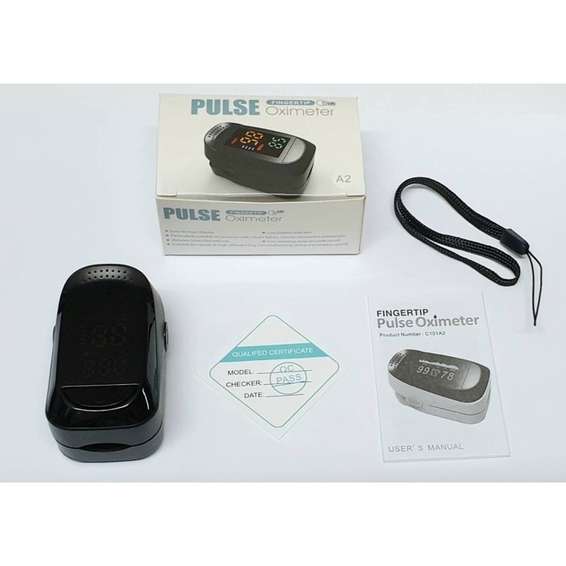 เครื่องวัดออกซิเจนปลายนิ้ว เครื่องวัดO2sat สีดำ ใช้ถ่าน AAA 2 ก้อน ใช้ ...