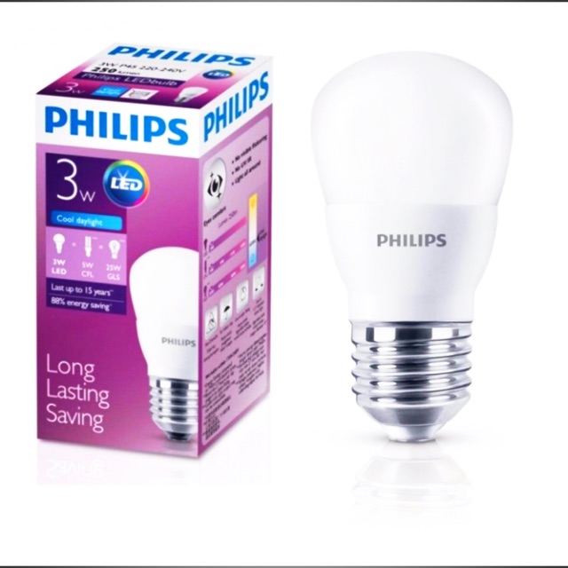 หลอดLED Bulb 3W E27 P45 6500Kแสงขาว/3000Kแสงเหลือง(3.5W) *รุ่น15,000ชม. ...