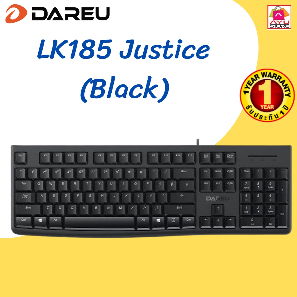 DAREU JUSTICE LK185 เมมเบรนคีย์บอร์ด USB – สีดำ รับประกัน 1 ปี | Shopee ...