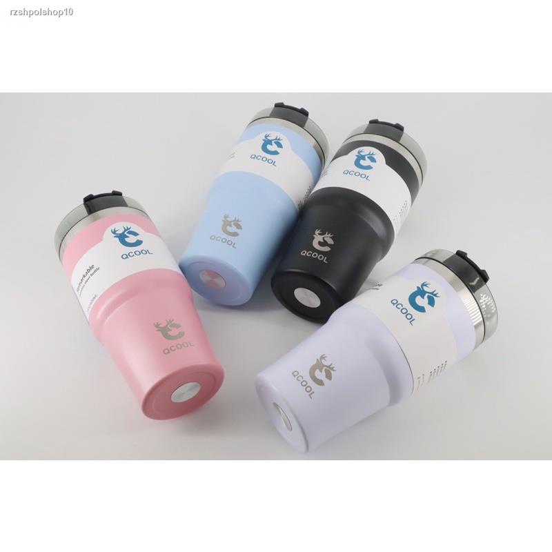 จัดส่งตรงจุดแถมฟรี‼:ยางรองแก้ว+หลอด+แปรงล้างหลอด พร้อมส่ง QCOOLแก้วน้ำเก็บความร้อน/เย็น สแตนเลส ...